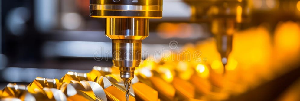 Sharp Cnc Drill Bit in Focus Against Blurred Machine Operations for Precision Engineering Stock ...