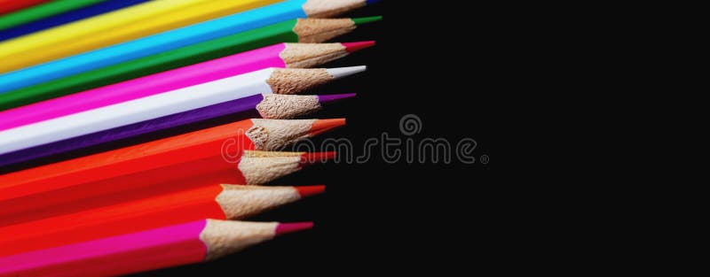 Sharp Colored Pencils on a Black Background Stock Image - Image of ...