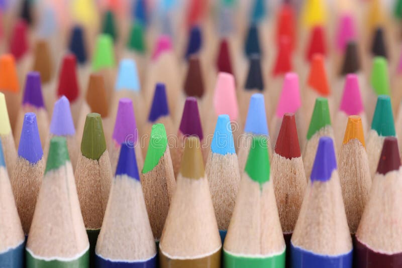 Sharp Colored Pencils Closeup. Set of Colorful Pencils Creativity ...