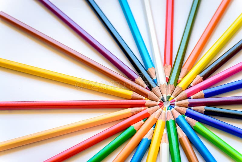 Sharp Colorful Pencils in Circle Stock Photo - Image of abstract, craft ...