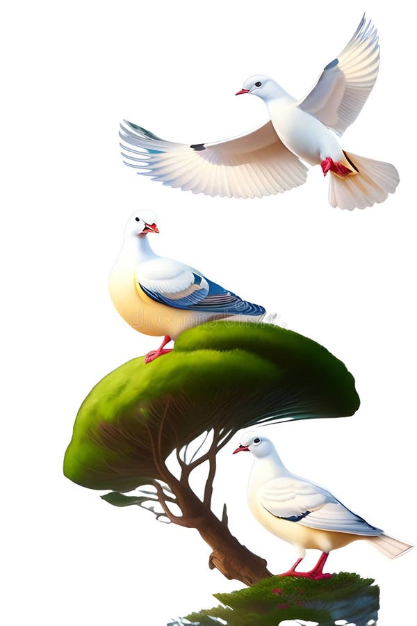 White doves on a tree stock illustration. Illustration of white - 284397609