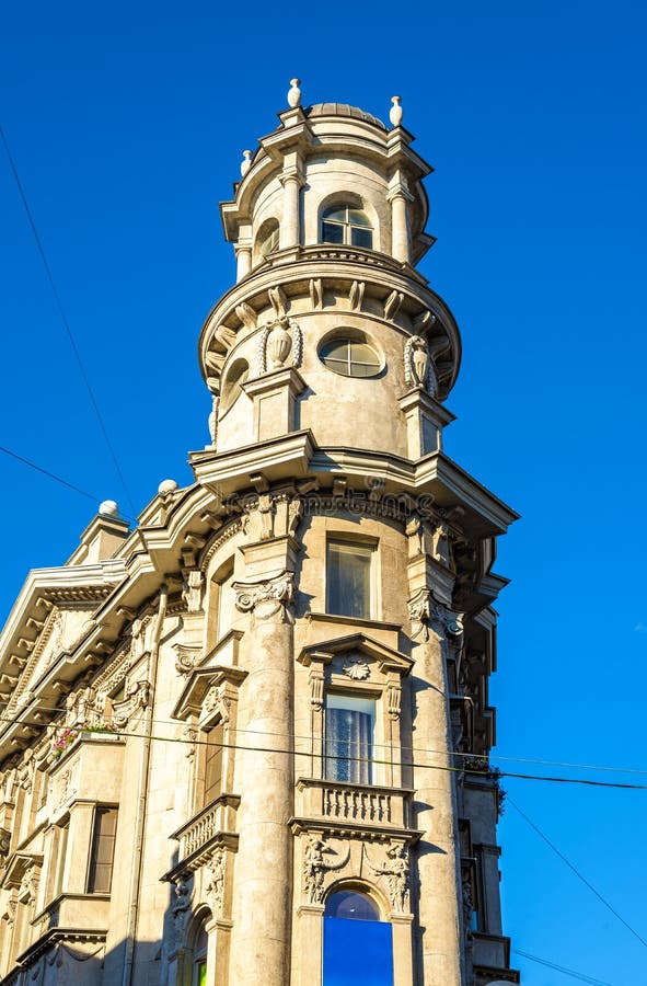 Corner Building in Center of Old Riga City, Latvia Stock Photo - Image ...