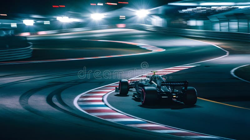 Sharp Corners and Lit Racing Track for Formula One Racing Stock ...