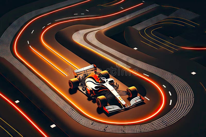 Sharp Corners and Lit Racing Track for Formula One Racing, Generative ...