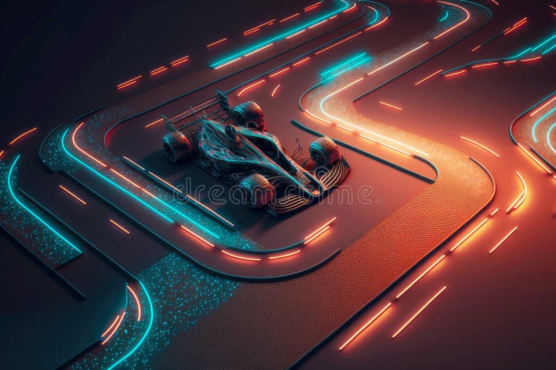 Sharp Corners and Lit Racing Track for Formula One Racing, Generative ...