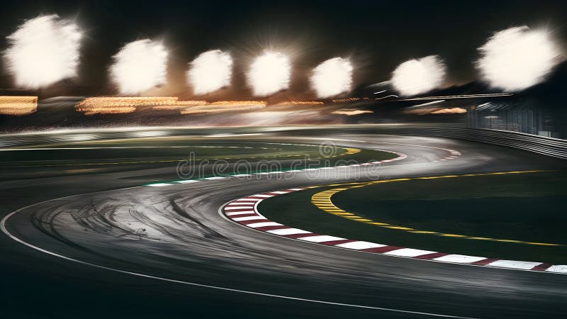Sharp Corners and Lit Racing Track for Formula One Racing Stock ...