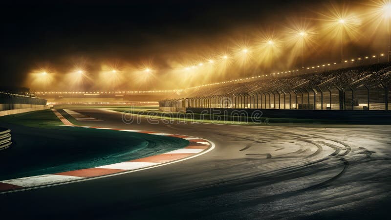 Sharp Corners and Lit Racing Track for Formula One Racing Stock ...