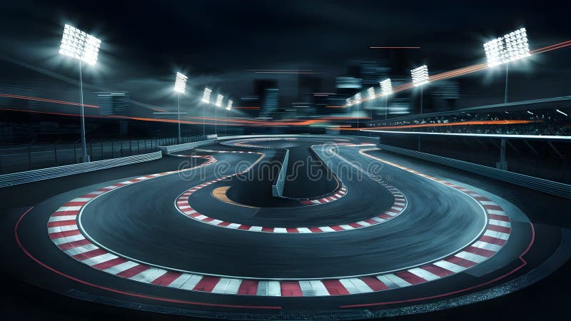 Sharp Corners and Lit Racing Track for Formula One Racing Stock ...
