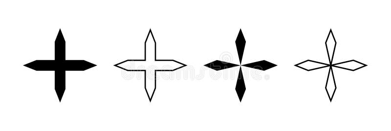 Sharp Cross Icon Set, Divided Crosses, Cross Symbol Stock Vector ...
