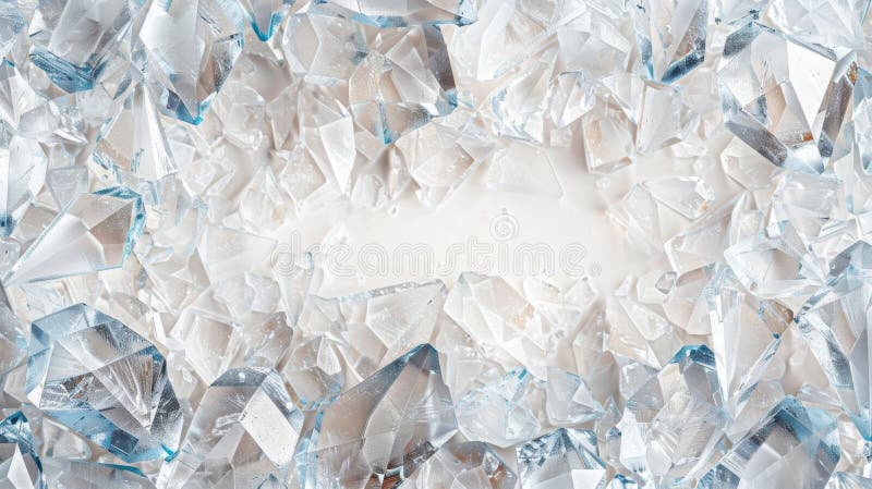 Sharp Crystal Shards Break through a White Canvas, Their Translucent ...