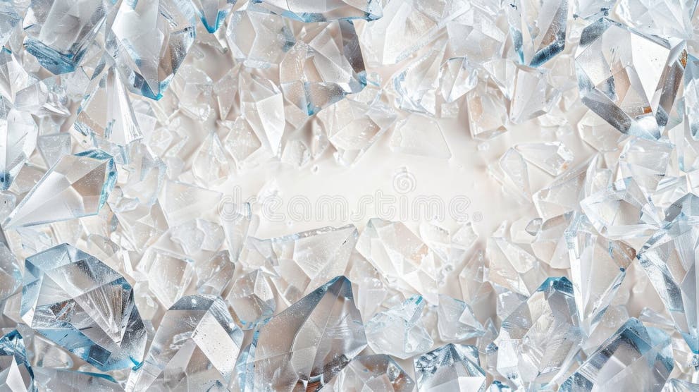 Sharp Crystal Shards Break through a White Canvas, Their Translucent ...