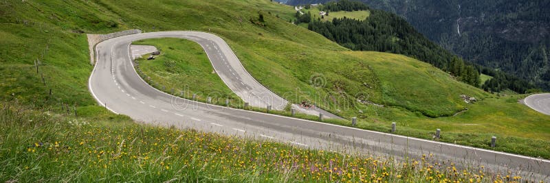 Sharp Curve on the Grossglockner High Alpine Road. Austria. Panoramic ...
