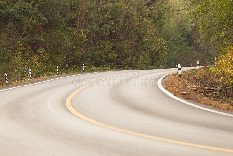 Sharp Curve Road in Forest Hill Stock Photo - Image of perspective ...