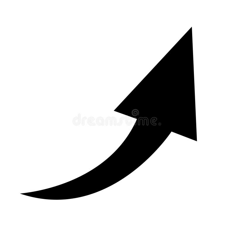 Sharp Curved Arrow Icon. Vector Black Rounded Arrow. Direction Pointer ...