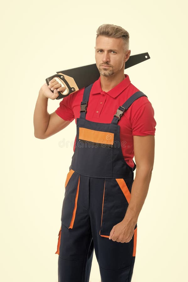 Handyman hold white board stock photo. Image of handyman - 12131620