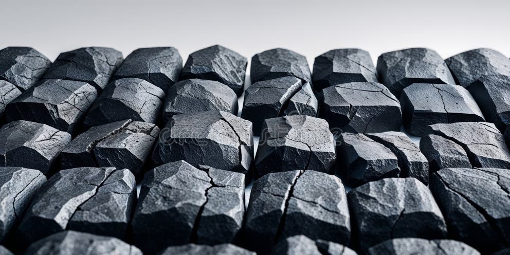 Sharp Dark Stones Arranged Tightly with Visible Cracks and Rough ...