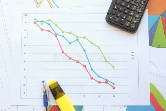 The Sharp Decline in the Chart with Markers Stock Photo - Image of ...