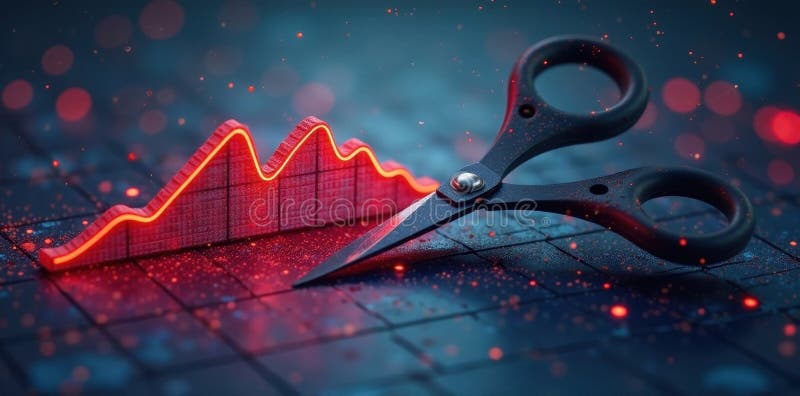 Sharp Decline Graph Intersected by Scissors, Suggesting Cutting Losses ...