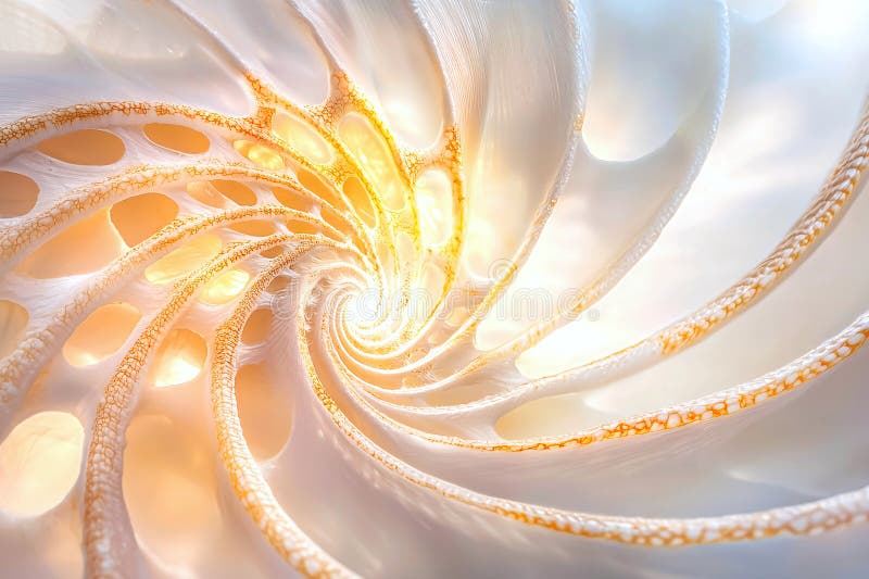 In Sharp Detail, a Macro View of a Seashell Surface Displays a Swirling ...