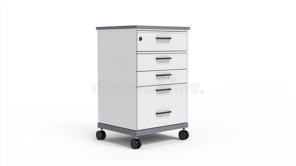 Sharp-detailed Filing Cabinet, Shown in Side View, Against a White ...