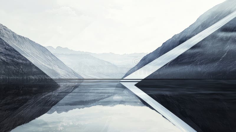 Sharp Diagonal Lines Slicing through Serene Landscape Mountain Range ...