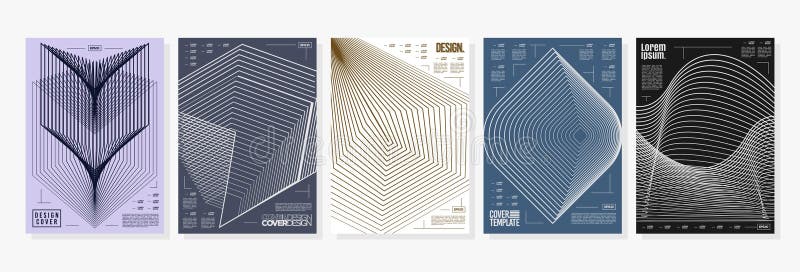 Sharp Edge Motion Blend Line Shape Cover Design Set Stock Vector ...