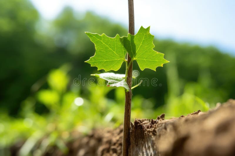 Sharp Edge of a Wooden Stake Against a Sapling Stock Illustration ...