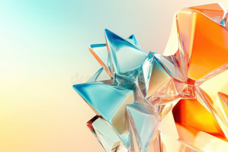 Colorful Abstract 3D Shapes with Sharp Edges Reflecting Light in a ...