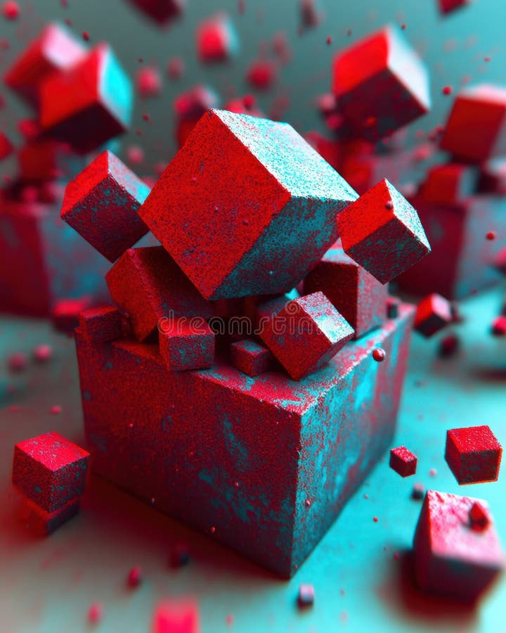 Sharp-edged Cubes and Spheres Dominate the Foreground, Creating a ...