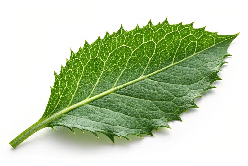 Green Leaf with Sharp Edges Isolated on White Background. a Green Leaf ...