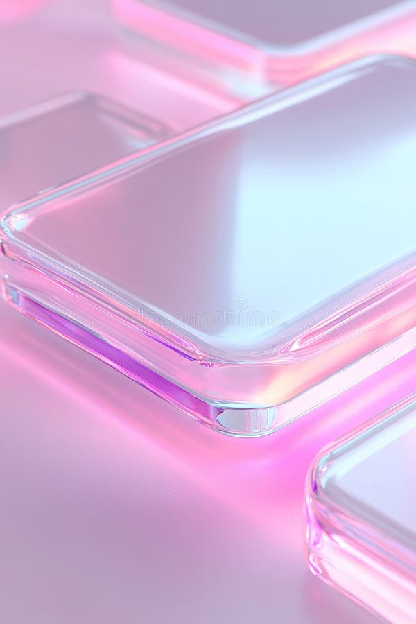 Sharp-edged Metallic Shapes Glow Softly with Pink Neon Light, Creating ...