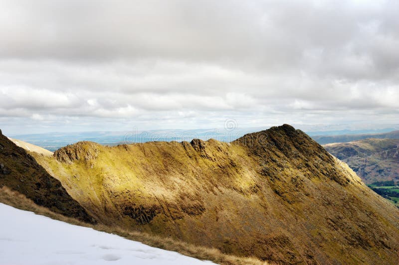 Sharp Edged Ridge Leading To a Peak Stock Photo - Image of striding ...