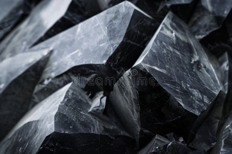 Sharp Edges and Angular Shapes of Black Marble in Close Up View ...