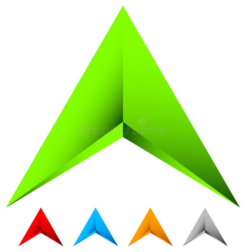 Sharp Edgy 3d Arrow Icon in More Color with Bevel Effect Stock Vector ...