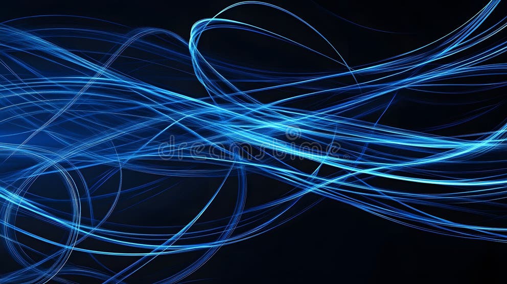 Sharp Electric-blue Glowing Lines Crossing in Curved Wave Pattern Stock ...