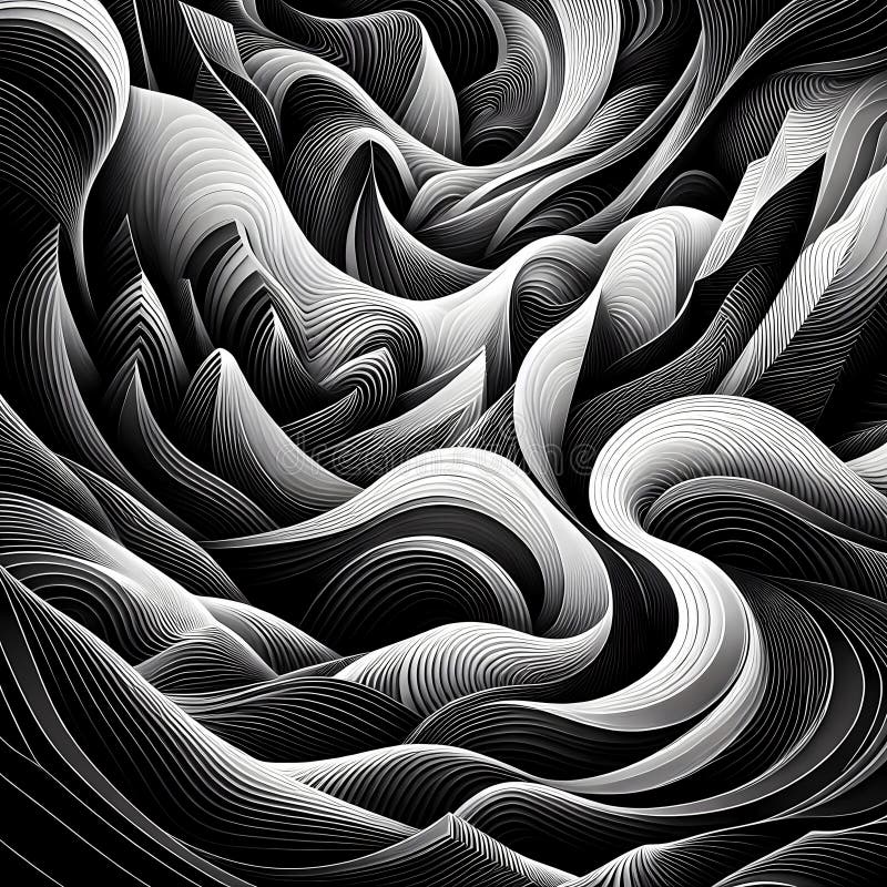 The Sharp and Fluid Geometric Shapes, Forming an Abstract Ocean Waves ...