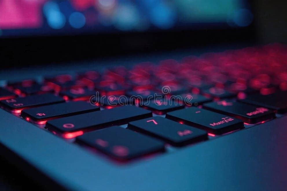 Sharp Focus on Clean Modern Keyboard; Backlit Keys Glow Subtly, Gaming ...