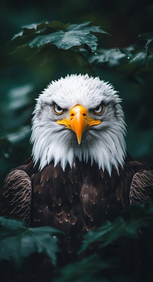 With Sharp Focus and Detailed Plumage, the Bald Eagle Stares Intently ...