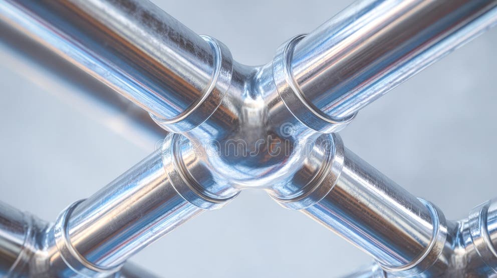 Close-up of Intersecting Metallic Pipes with a Centered Joint ...