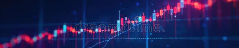 Sharp Focus on Rising Candlestick Graph, Blue Screen Backdrop ...