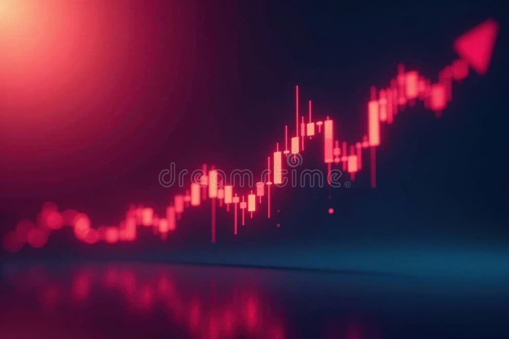 Sharp Focus on Rising Candlestick Graph, Computer Screen Backdrop ...
