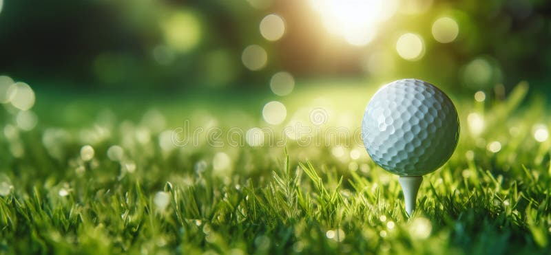 Sharp Focus on White Golf Ball on Tee, Nestled in Grassy Terrain with ...