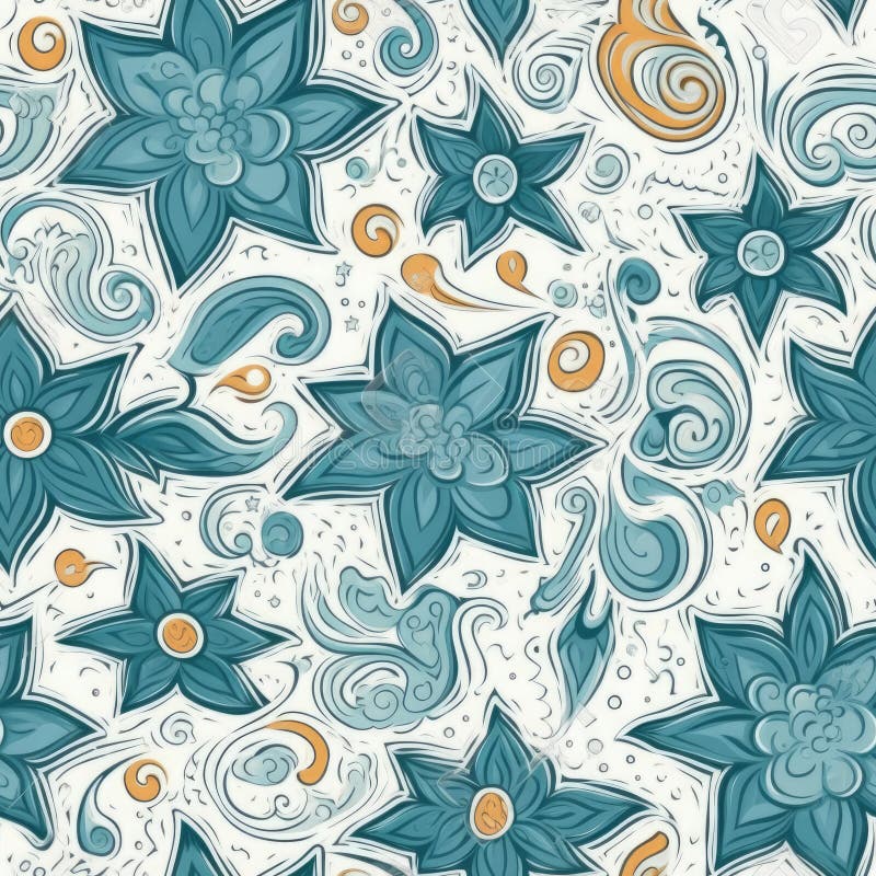 Sharp Focused Illustrated Floral Seamless Pattern, AI Generated Stock ...