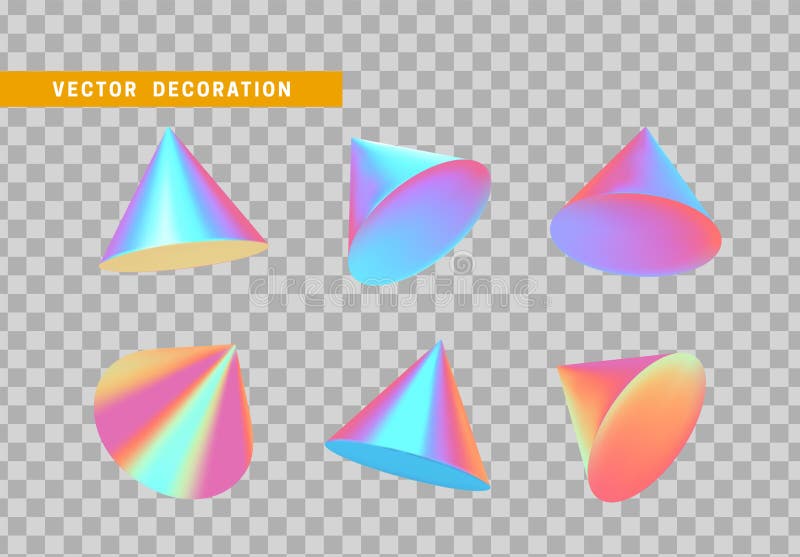Sharp Geometric Cone Cast Volumetric. Set 3d Holographic Geometric ...