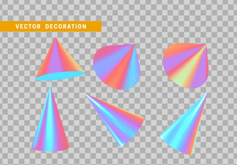 Sharp Geometric Cone Cast Volumetric. Set 3d Holographic Geometric ...