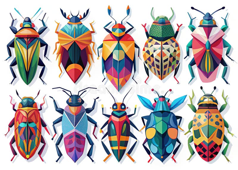 Sharp Geometric Insect Illustrations Modernist Art for Branding Letters ...