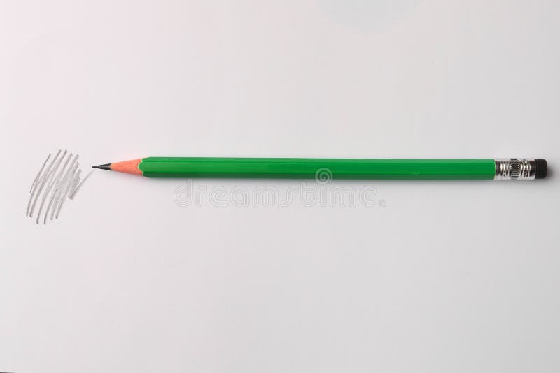 Sharp Graphite Pencil with Eraser and Hand Drawn Scribble on White ...