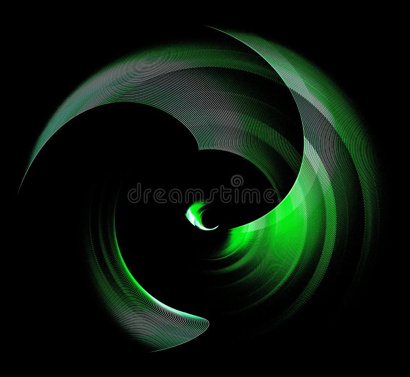 Sharp Green Blades of an Abstract Engine Rotate on a Black Background ...