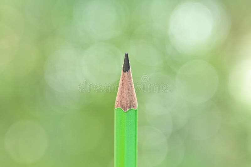 Sharp Green Pencil on Blur Nature Background with Bokeh Stock Image ...