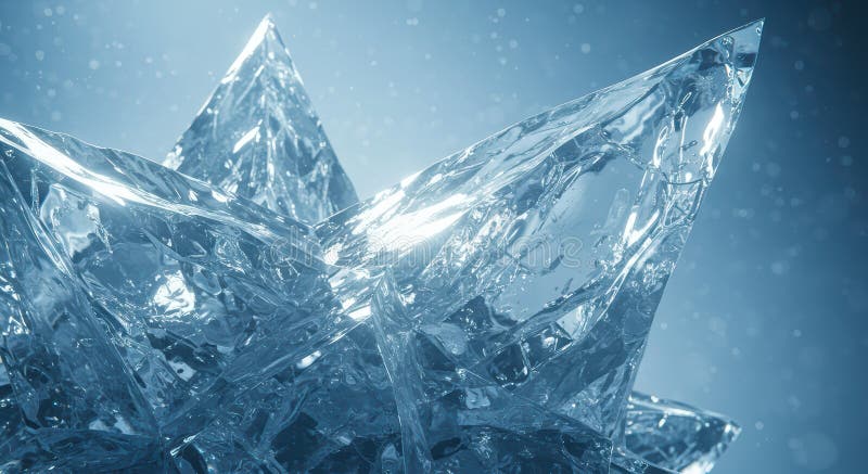 Sharp Ice Crystal Formation Sparkling on Blue Gradient Background for ...